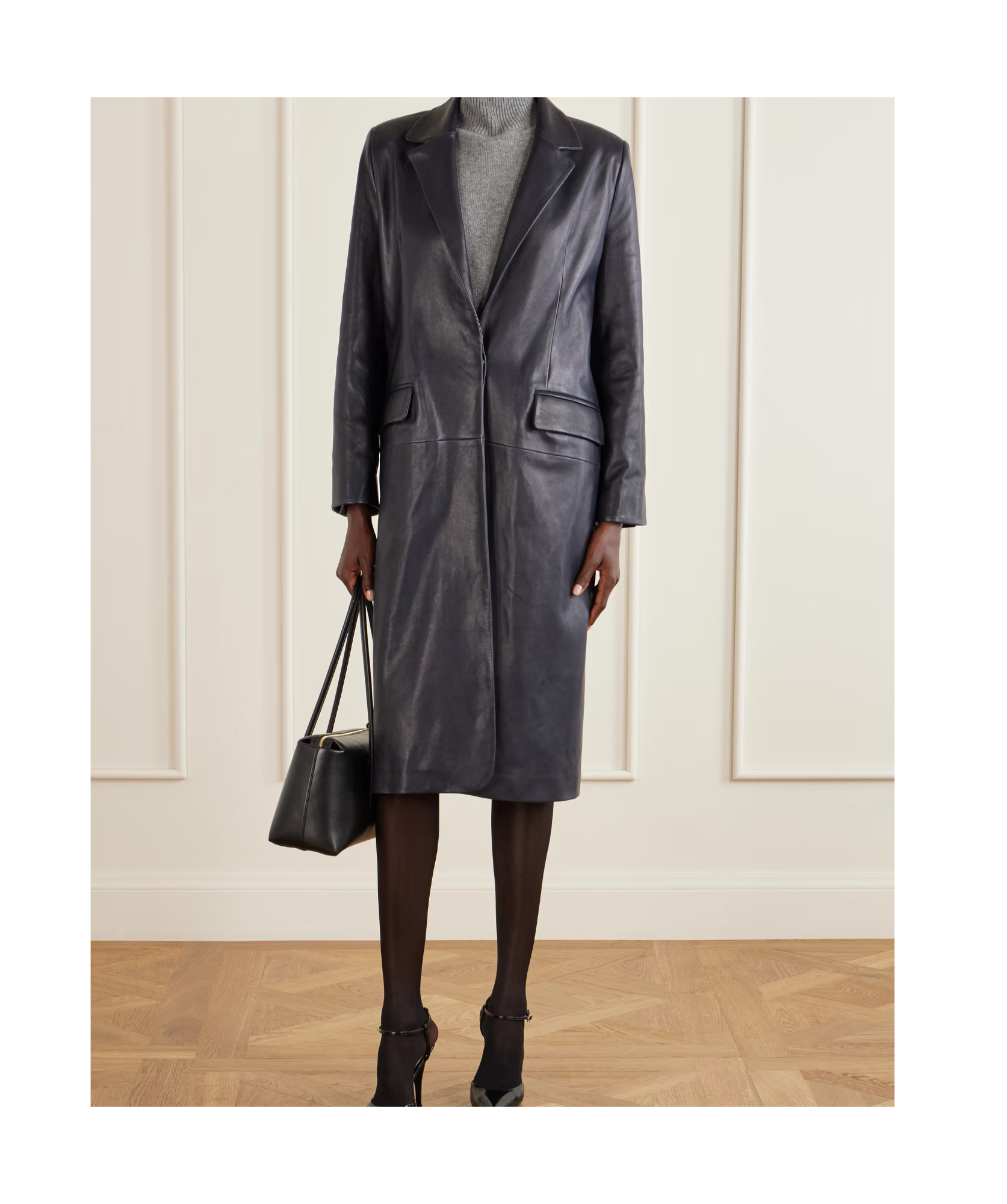 NOUR HAMMOUR Nour Hammour Long-Sleeved Leather Coat